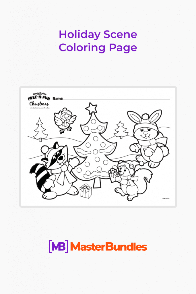 Holiday Scene Free Coloring Page – MasterBundles