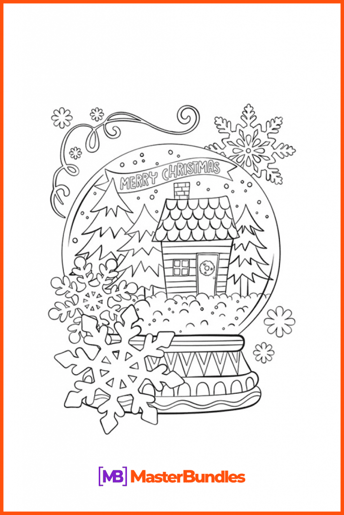 Merry Christmas Snowglobe Free Coloring Page – MasterBundles
