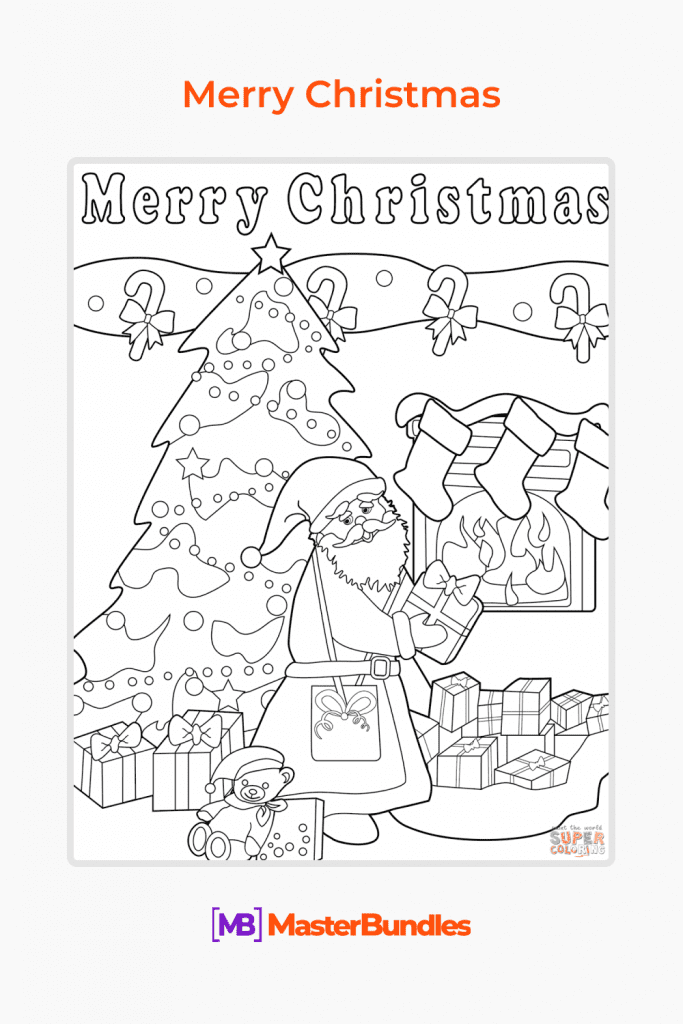 Merry Christmas Free Coloring Page – MasterBundles