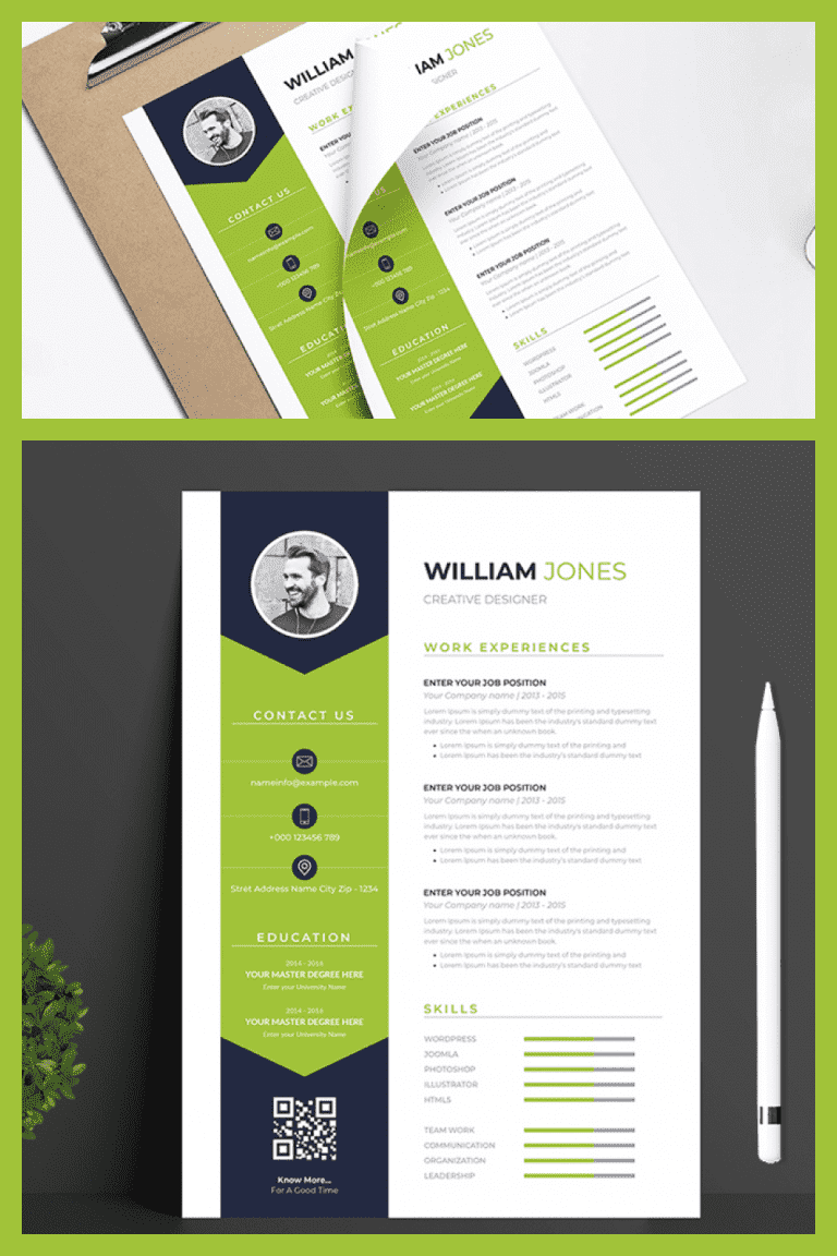 Green Creative Designer Resume Template – MasterBundles