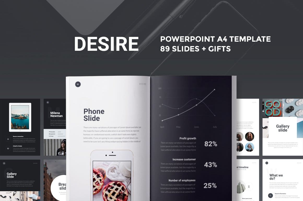 A4 | Desire Simple PowerPoint Template | Master Bundles
