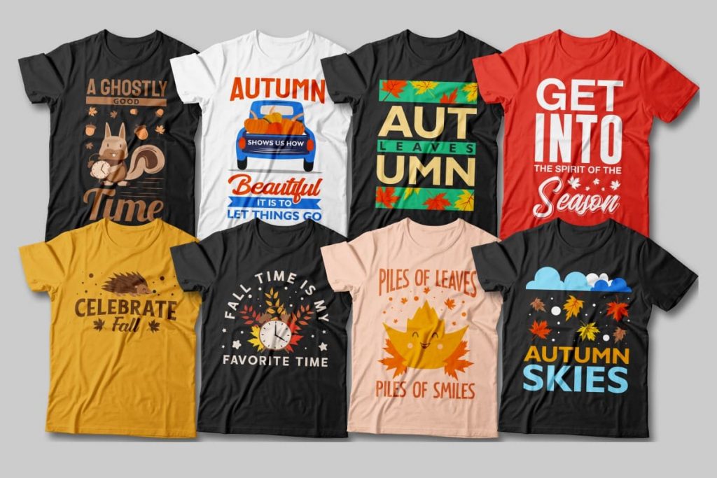 50 Autumn Fall T-shirt Designs Bundle, Autumn inspiring quotes ...