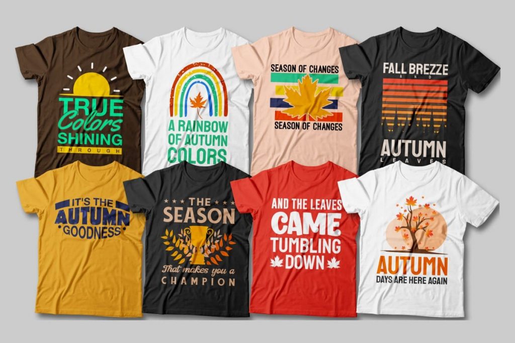 50 Autumn Fall T-shirt Designs Bundle, Autumn inspiring quotes ...