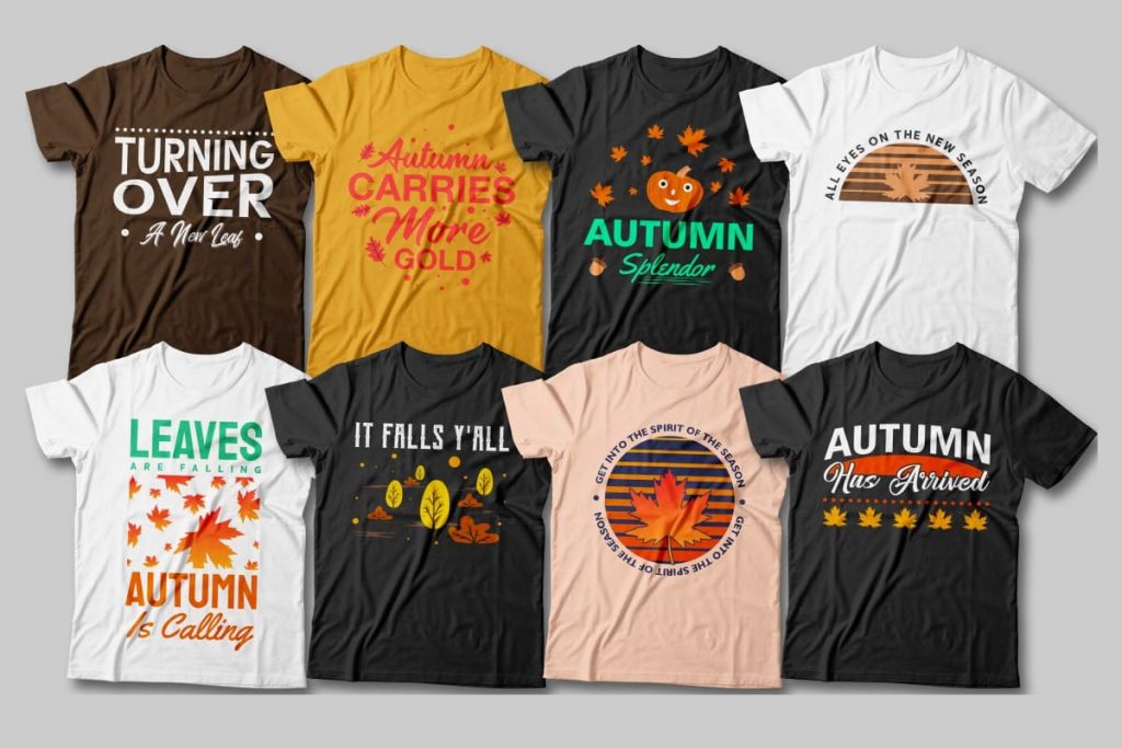 50 Autumn Fall T-shirt Designs Bundle, Autumn inspiring quotes ...