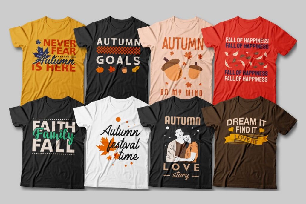 50 Autumn Fall T-shirt Designs Bundle, Autumn inspiring quotes ...