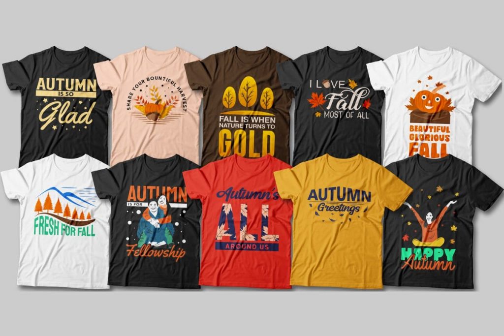 50 Autumn Fall T-shirt Designs Bundle, Autumn inspiring quotes ...