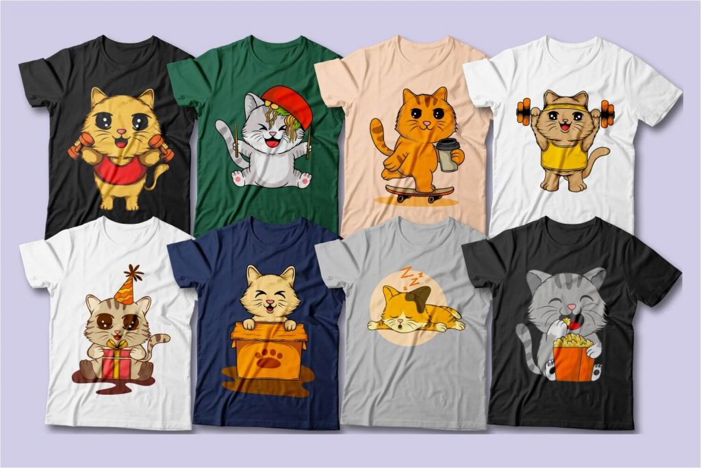 Cute Cats T-Shirt Designs – MasterBundles