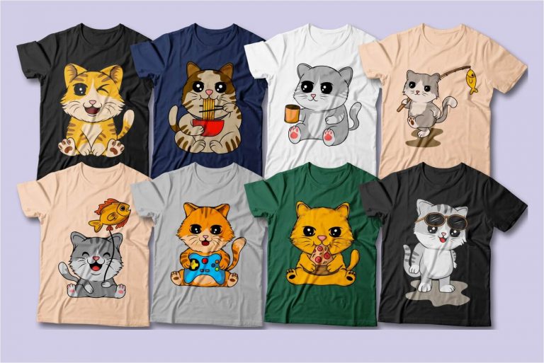 Cute Cats T-Shirt Designs – MasterBundles