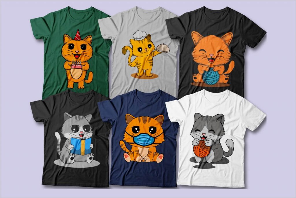 Cute Cats T-Shirt Designs – MasterBundles