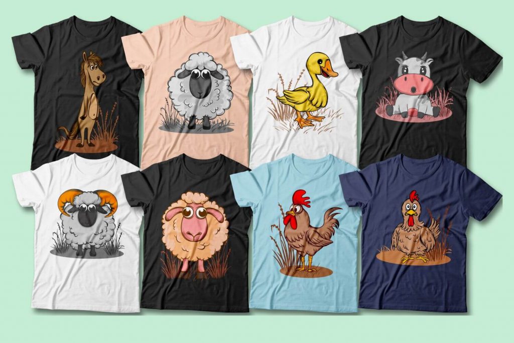 Farm Animals T-Shirt Designs – MasterBundles
