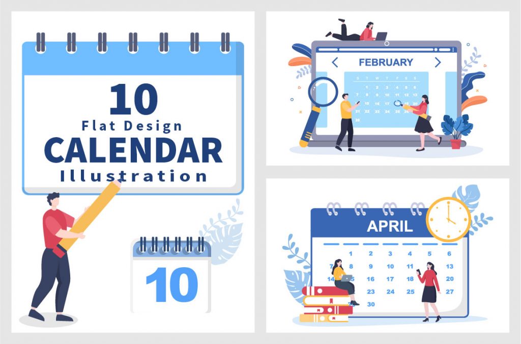 10 Calendar for Planning Work or Events Vector Illustration – MasterBundles