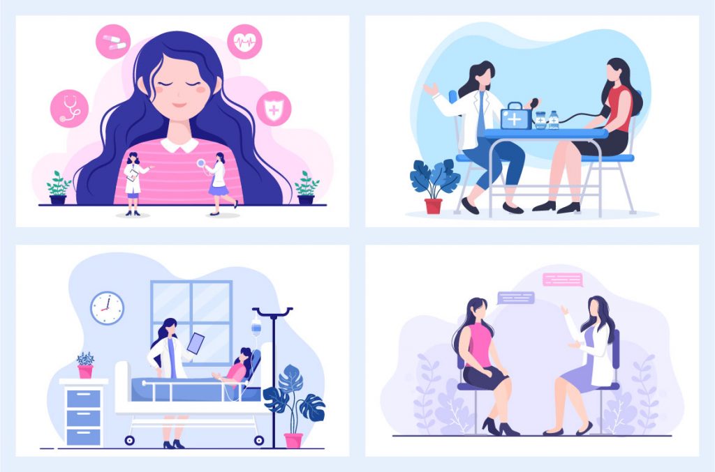 14 Doctor Checking a Patient Medical Treatment Vector Illustrations ...