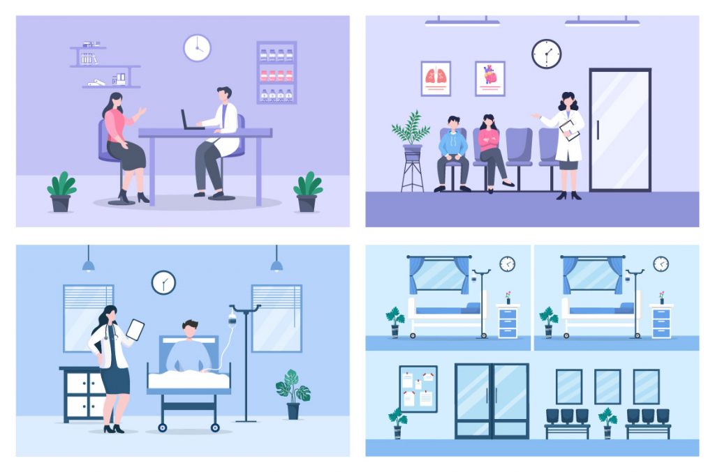 14 Doctor Checking a Patient Medical Treatment Vector Illustrations ...