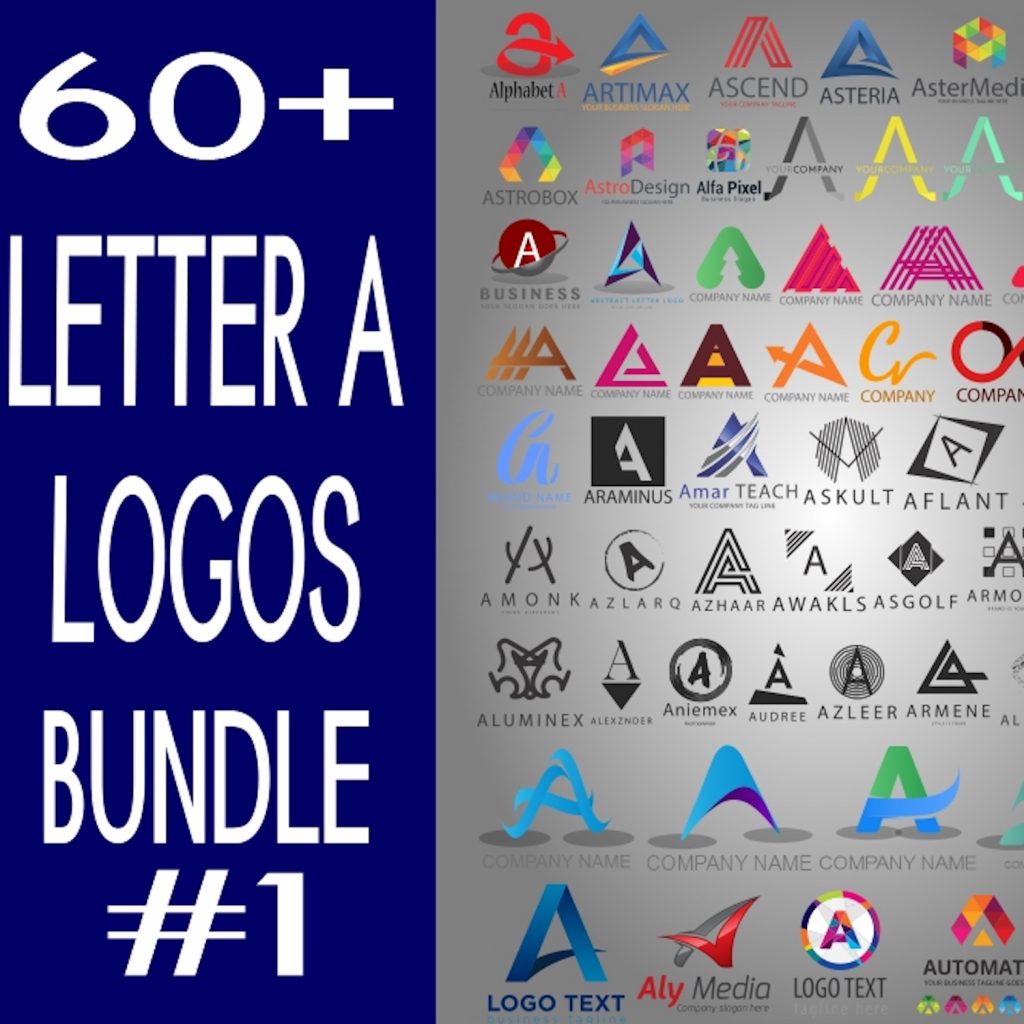 SET OF initial letter A logo vector mono line | MasterBundles