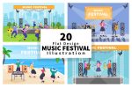 20 Music Festival Live Singing Performance Vector Illustration ...