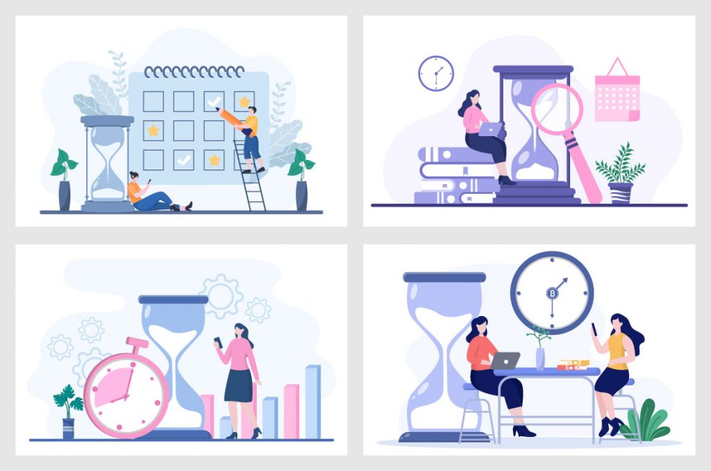 18 Planning Schedule or Time Management Calendar Illustrations ...