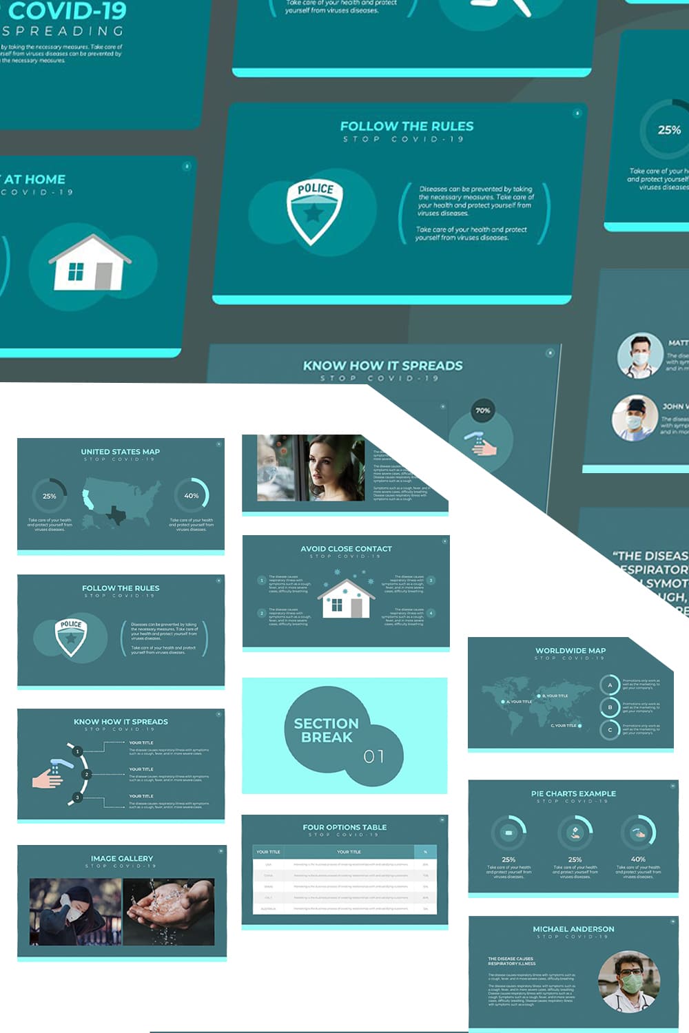 Stop COVID-19 PowerPoint Template – MasterBundles