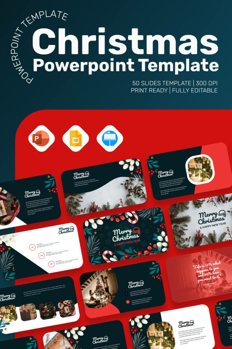 Christmas Powerpoint Template: 50 Slides | Master Bundles