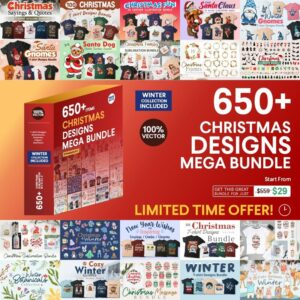 Christmas Designs Mega Bundle: Illustrations, T-shirt designs ...