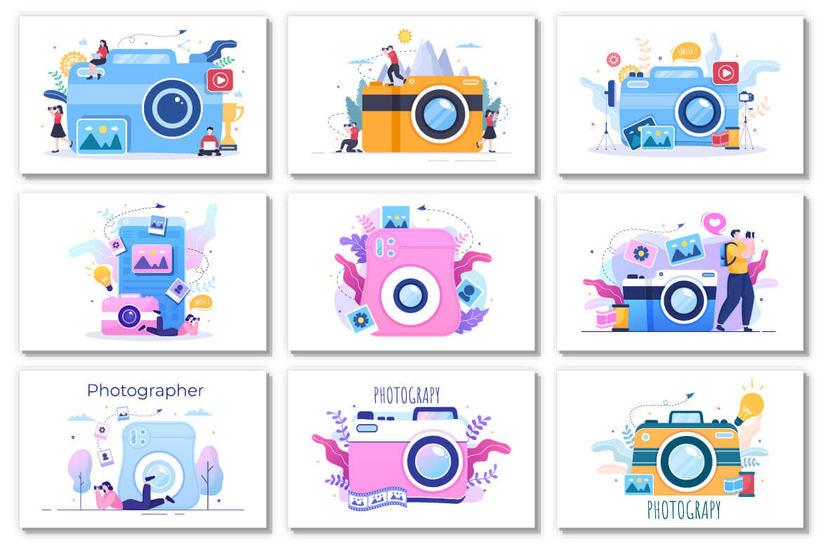 30 Photography Studio with Camera Flat Designs – MasterBundles