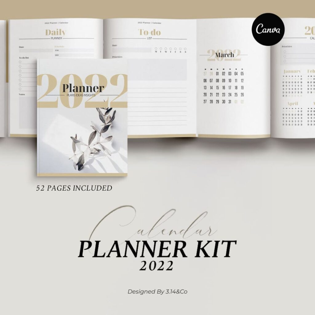 Canva Planner & 2022 Calendar Kit v4 – MasterBundles