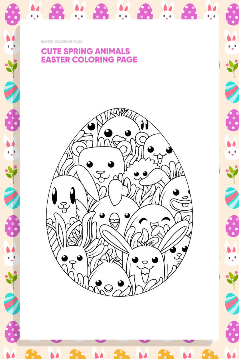 Cute Spring Animals Easter Coloring Page – MasterBundles