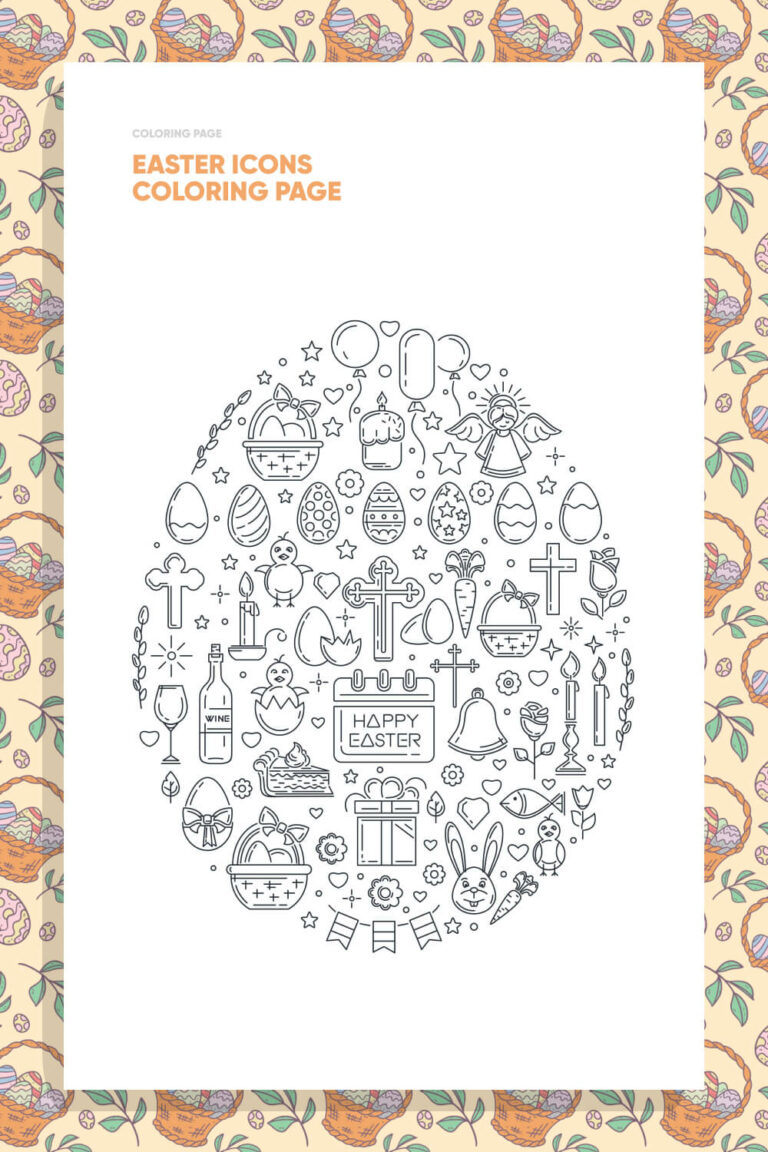 Easter Icons Coloring Page – MasterBundles