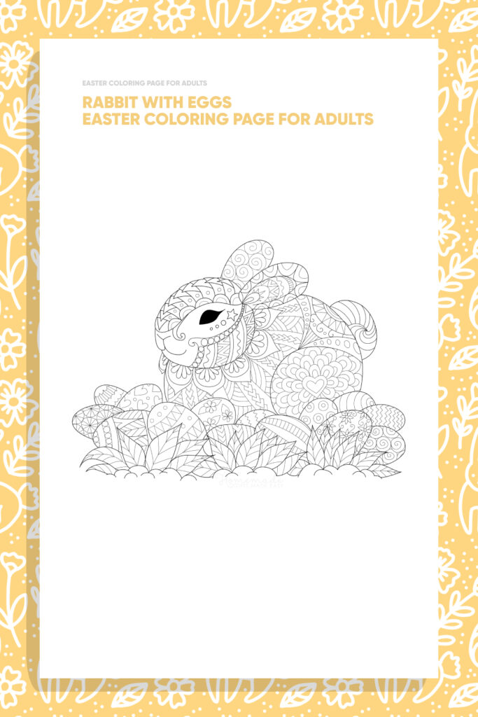 Rabbit with Eggs Easter Coloring Page for Adults – MasterBundles