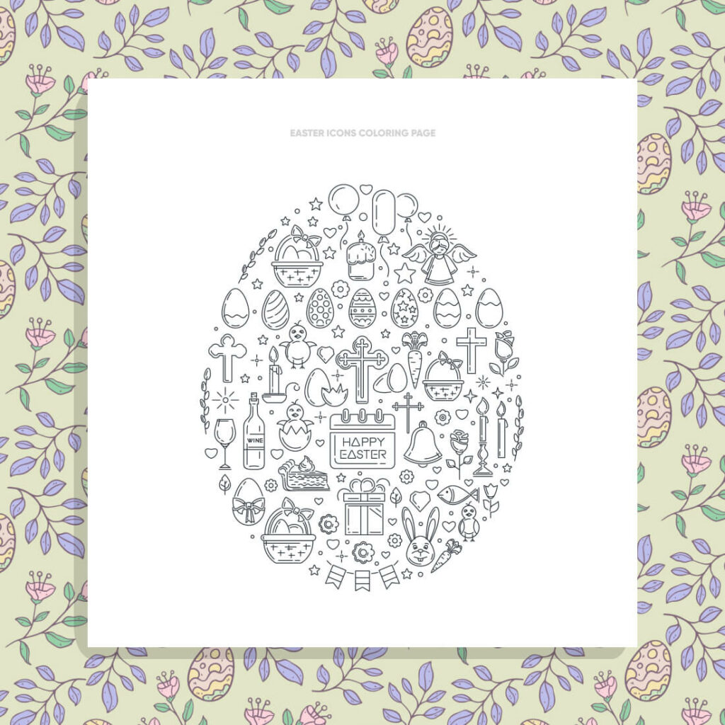 Easter Icons Coloring Page – MasterBundles