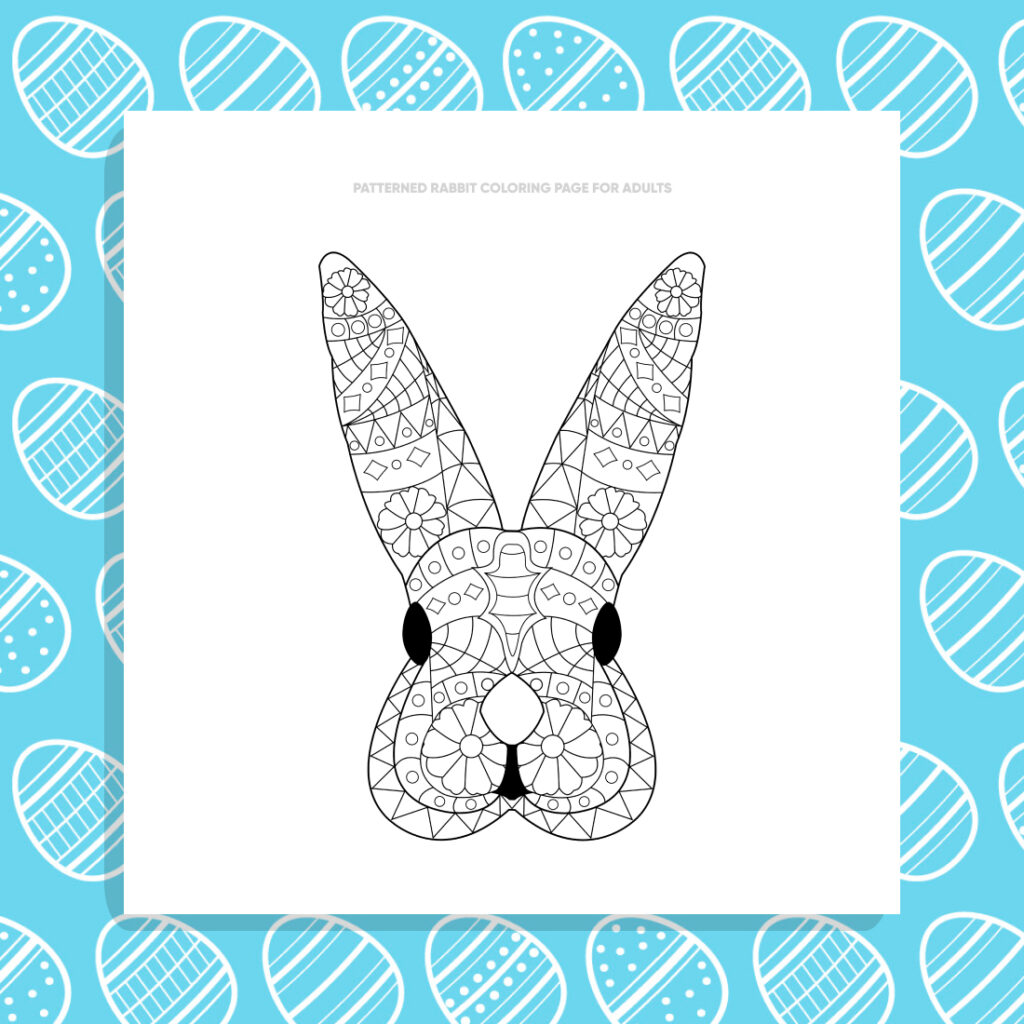 Patterned Rabbit Coloring Page for Adults – MasterBundles