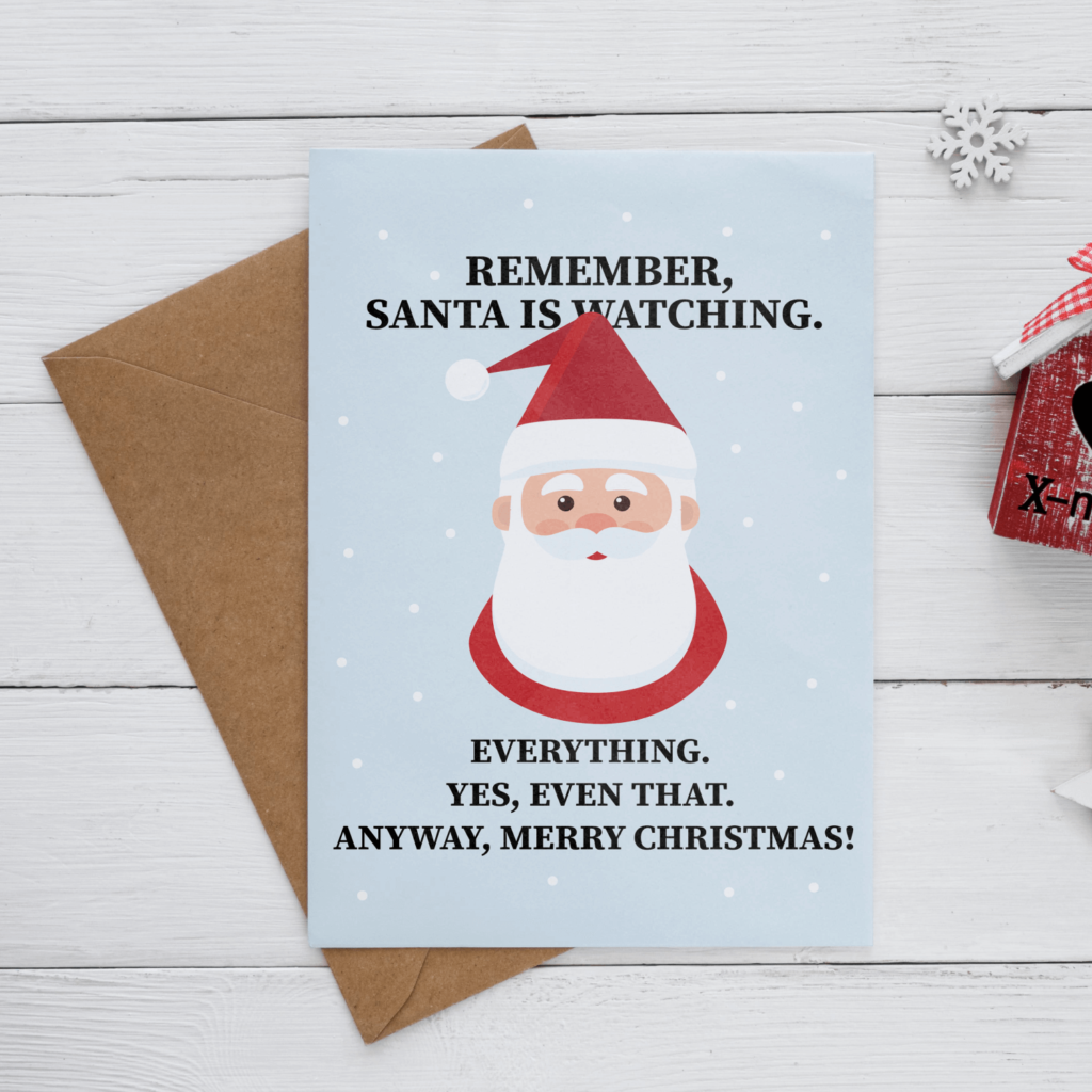 Free Christmas Postcard: Remember, Santa is Watching – MasterBundles