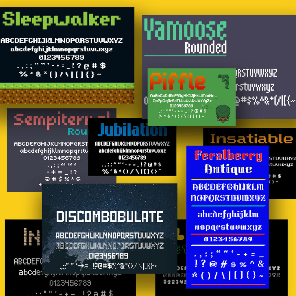 30 Pixel Fonts Bundle – MasterBundles