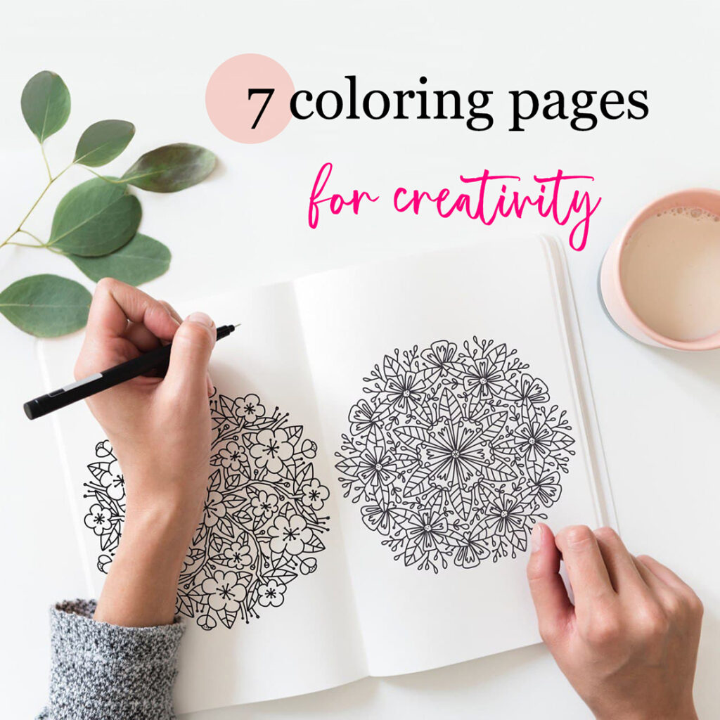 7 coloring pages for creativity. Flower coloring book - 5$ - MasterBundles