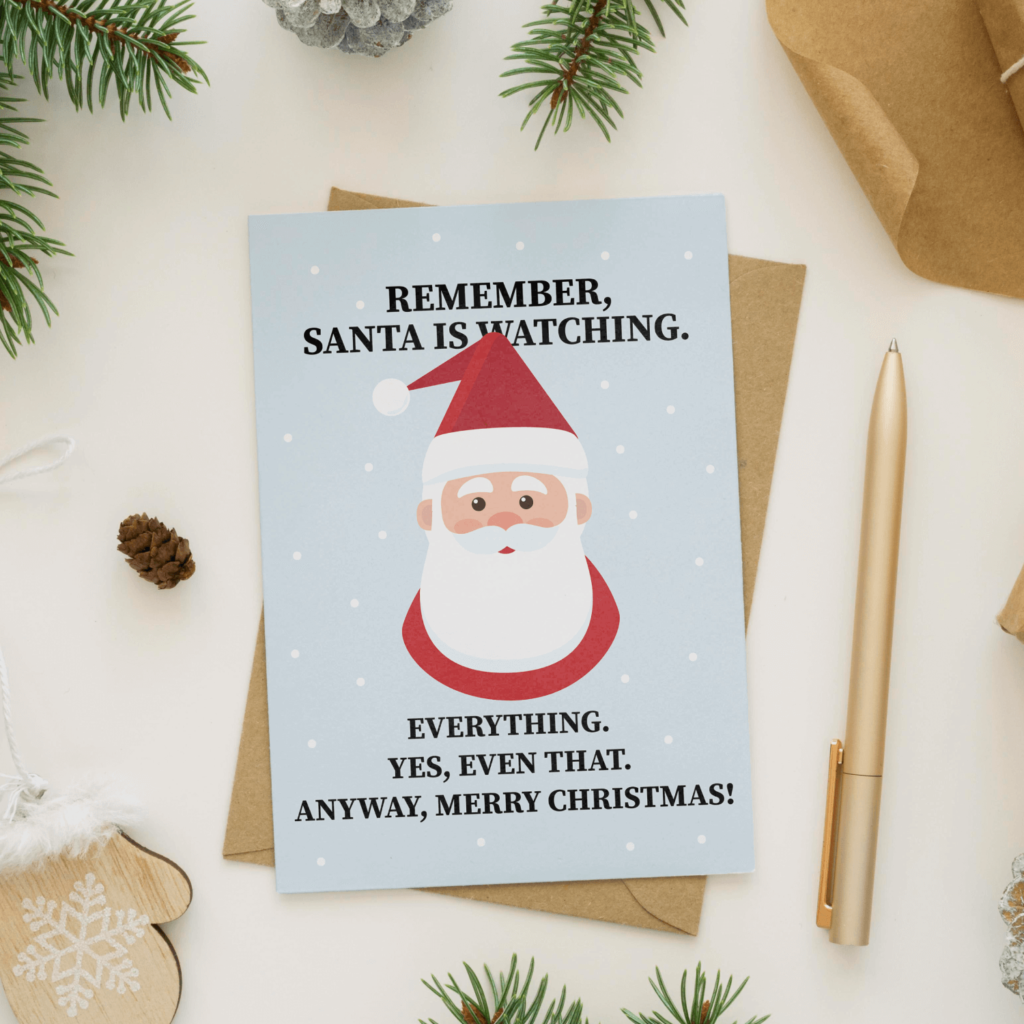 Free Christmas Postcard: Remember, Santa is Watching – MasterBundles