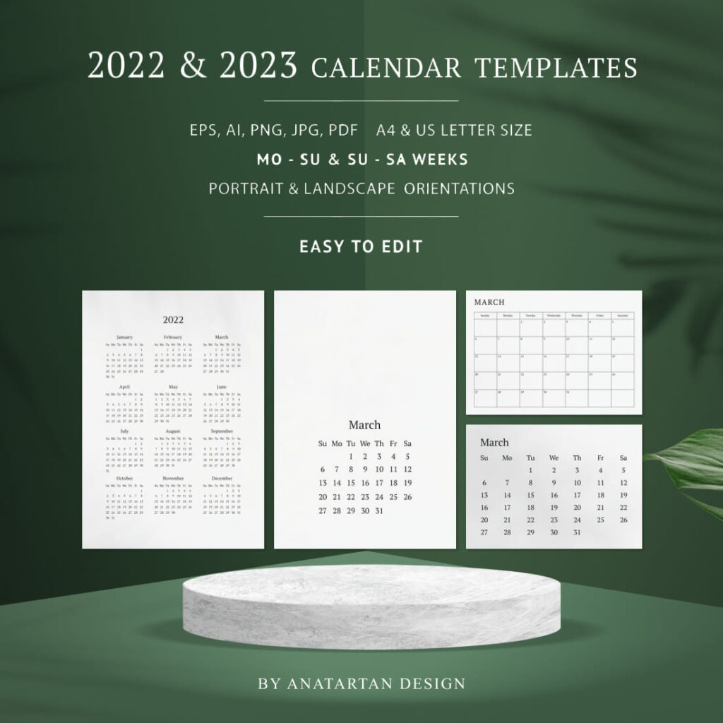 2022 & 2023 Calendar Templates – MasterBundles