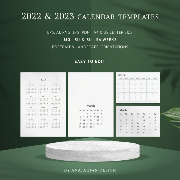 2022 & 2023 Calendar Templates – MasterBundles
