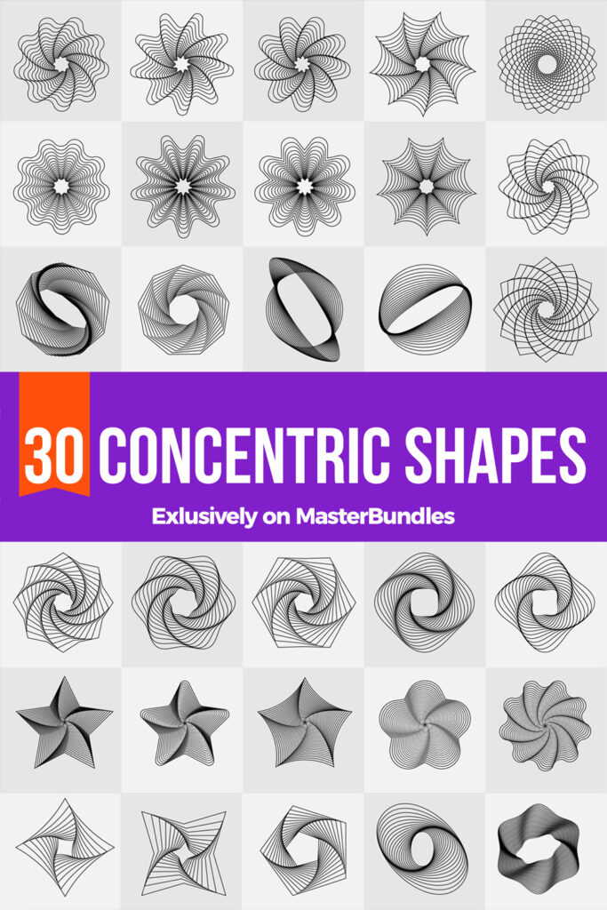 30 Abstract Concentric Shapes Bundle – MasterBundles