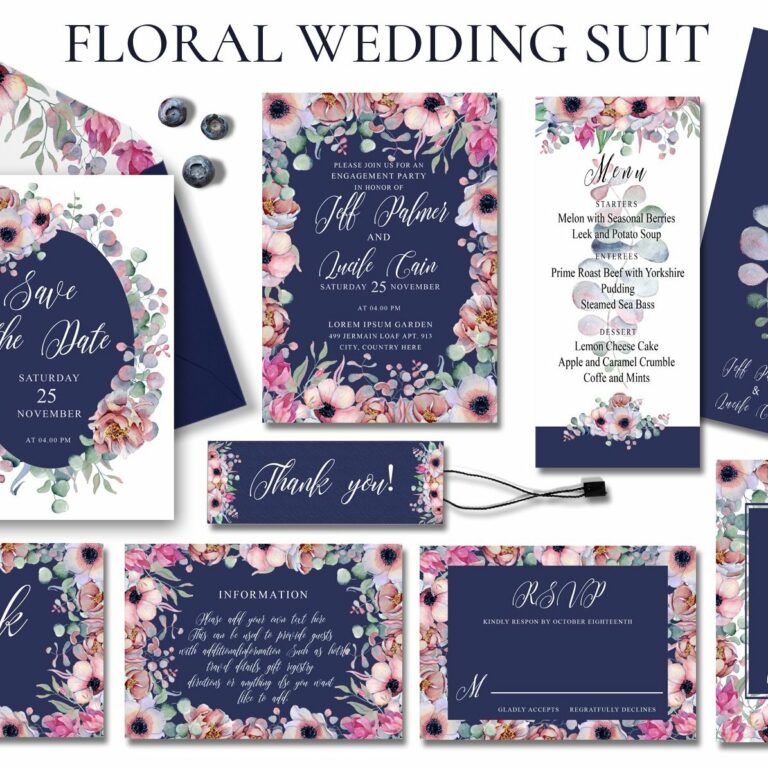 Floral Wedding Invitation Suit – MasterBundles