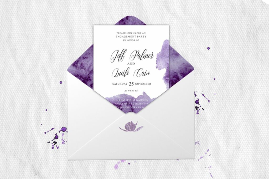 Ultra Violet Watercolor Wedding Card – MasterBundles