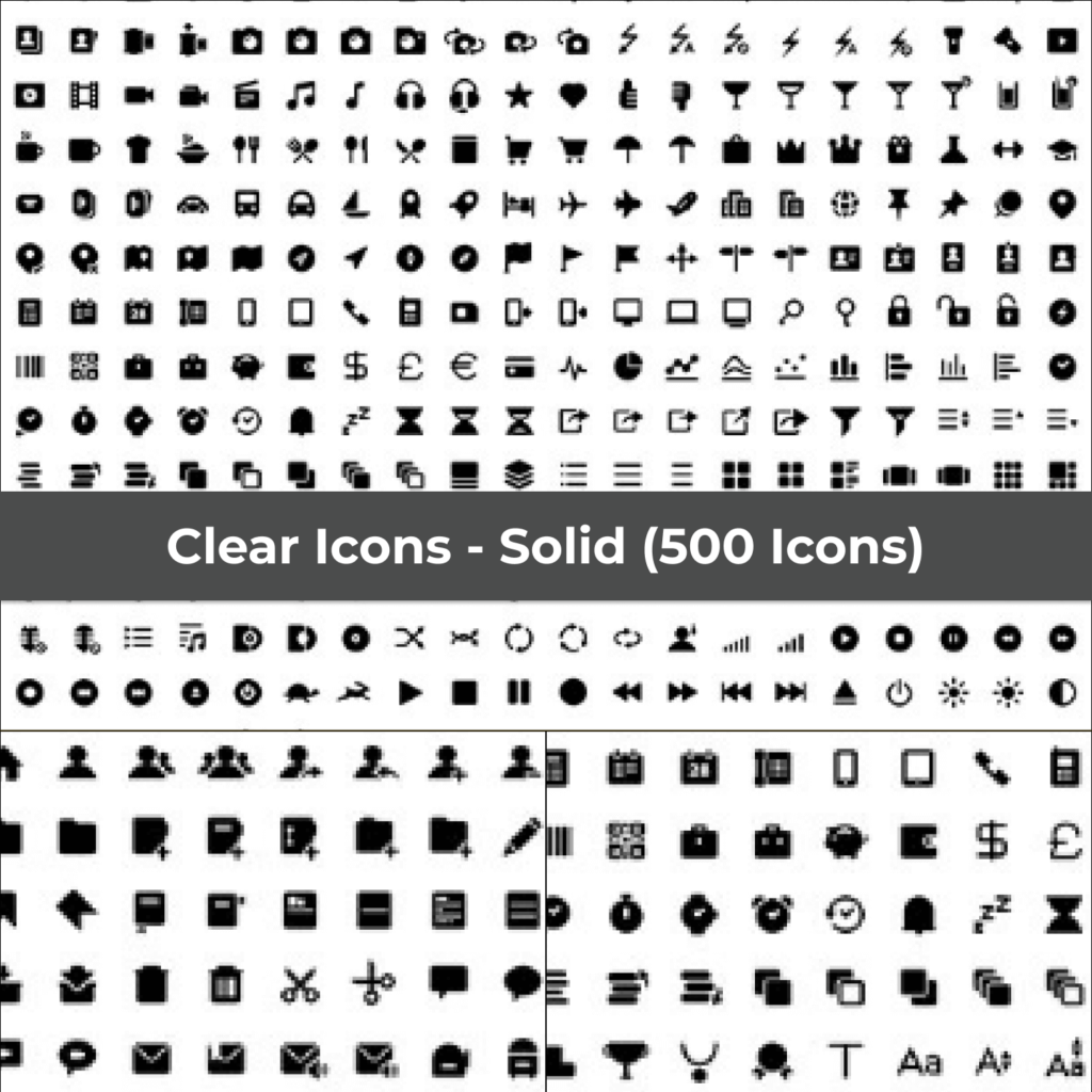 Clear Icons - Solid (500 Icons) – MasterBundles