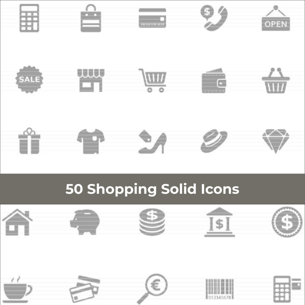 50 Shopping Solid Icons | Master Bundles
