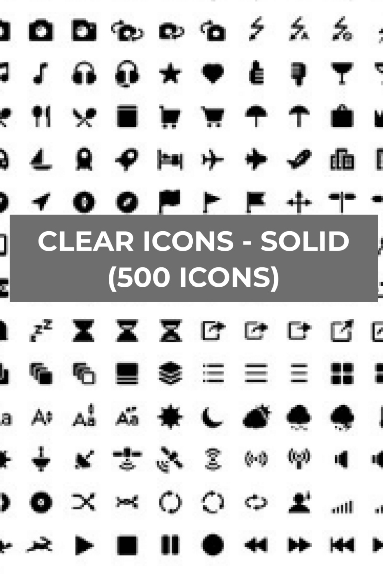 Clear Icons - Solid (500 Icons) | Master Bundles