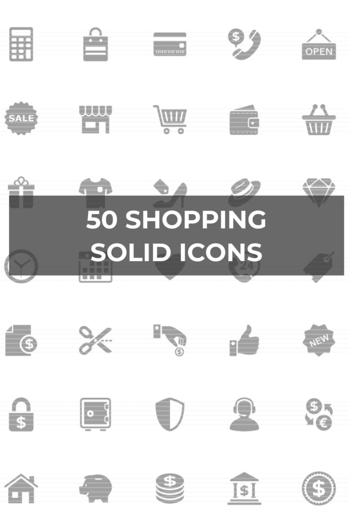 50 Shopping Solid Icons – MasterBundles