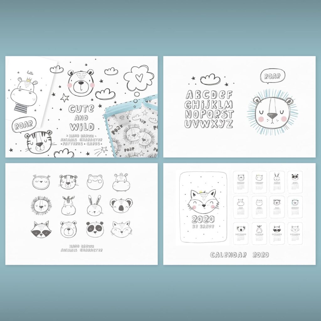 Cute Animals, Character, Calendar – MasterBundles
