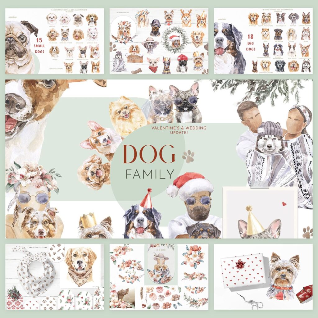 Dog Family Character Creator Clipart – MasterBundles