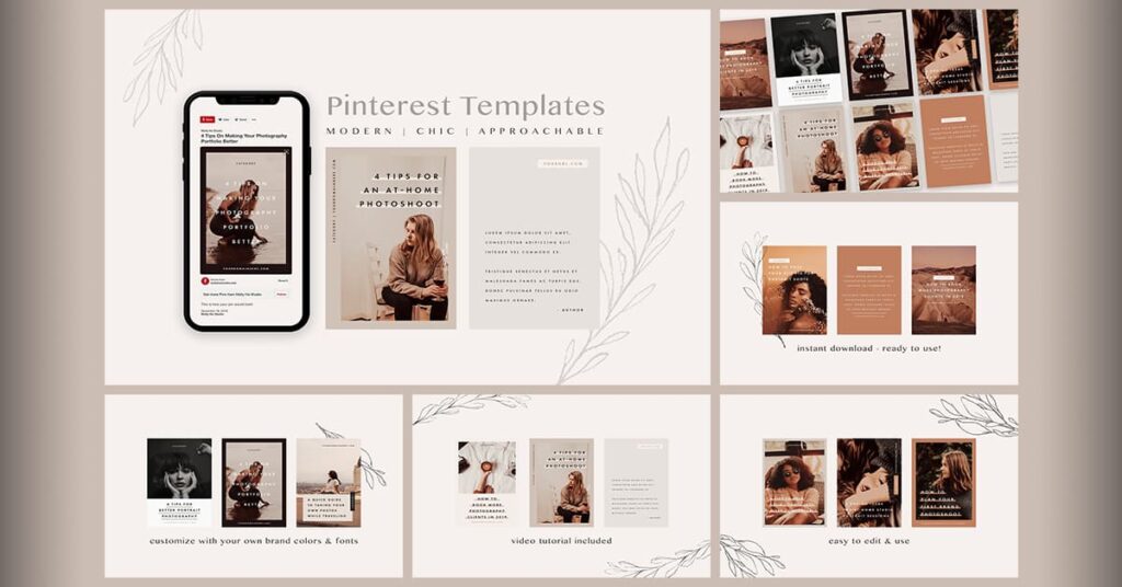 Modern Pinterest Template Set – MasterBundles
