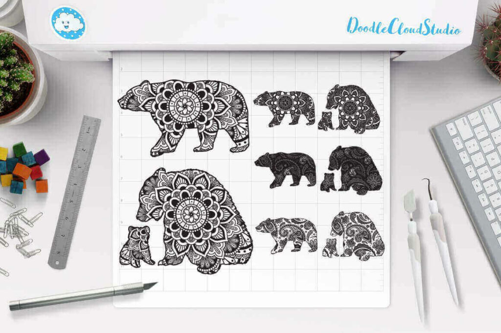 Bear Mandala SVG, Mama & Baby Bear – MasterBundles