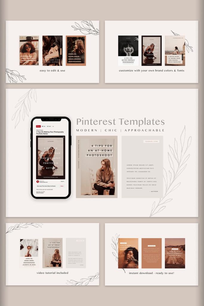 Modern Pinterest Template Set – MasterBundles