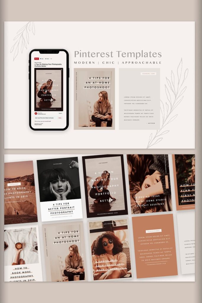 Modern Pinterest Template Set – MasterBundles