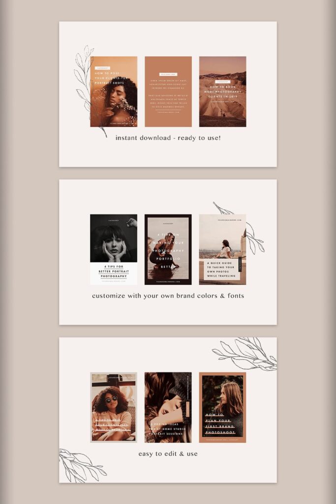 Modern Pinterest Template Set – MasterBundles